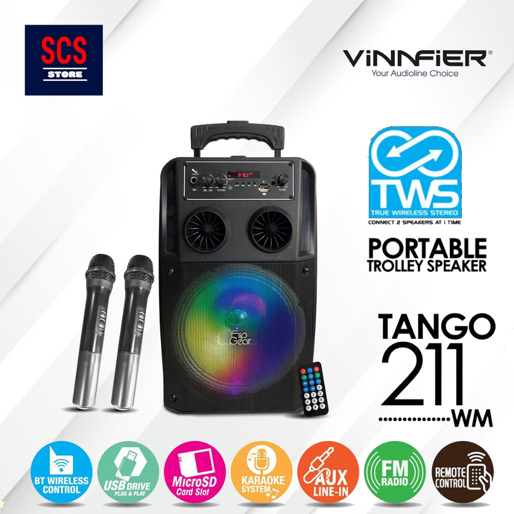 VINNFIER FlipGear Tango 211 WM Bluetooth TWS Portable Speaker Karaoke system With Wireless ...