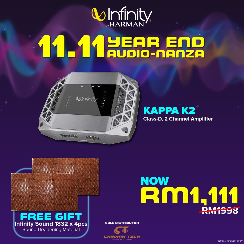 Infinity Kappa K2 2-channel car amplifier with Bluetooth® connection ...