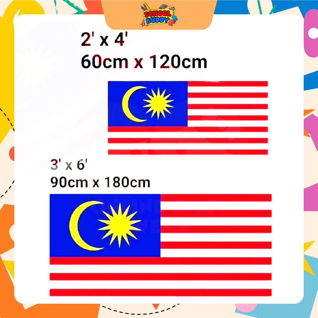 Malaysia Flag 2x4 3x6 Polyester Tiang Bendera Merdeka jalur gemilang ...