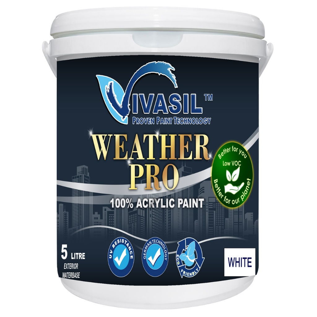5L AND 18 LITRE-WHITE- VIVASIL WEATHERPRO 100% ACRYLIC PAINT -ECO ...