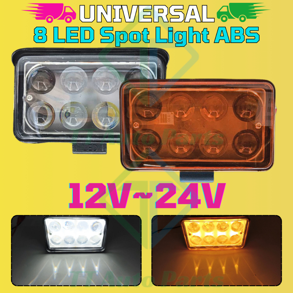 Universal 8 LED Square 12v-24v Sport Lamp Spotlight Fog/Working Car ...