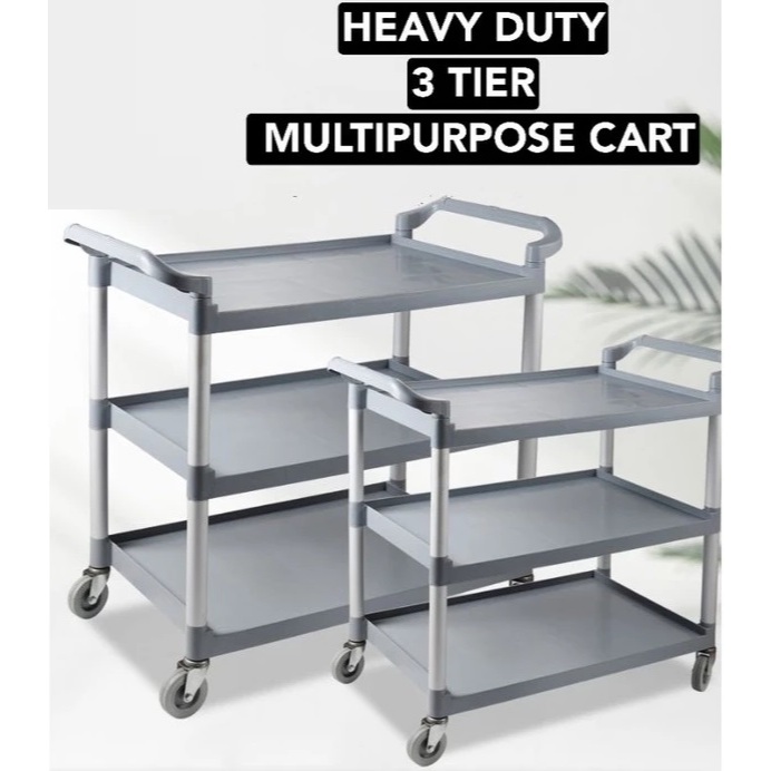 3-Tier Utility Cart Trolley foodcourt cart restaurant dishs collector ...