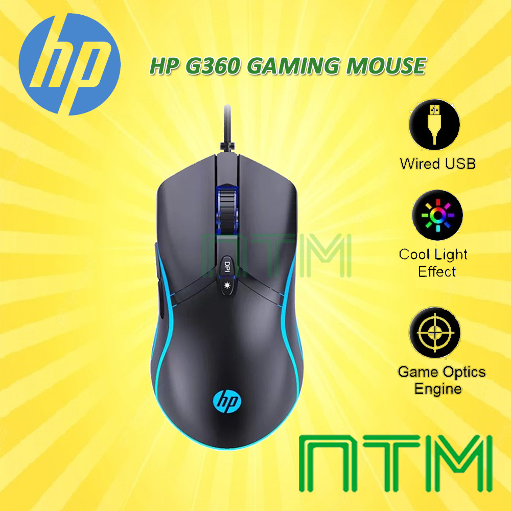 HP G360 4800 DPI WIRED USB GAMING MOUSE WITH RGB LIGHT, 6 DPI ...