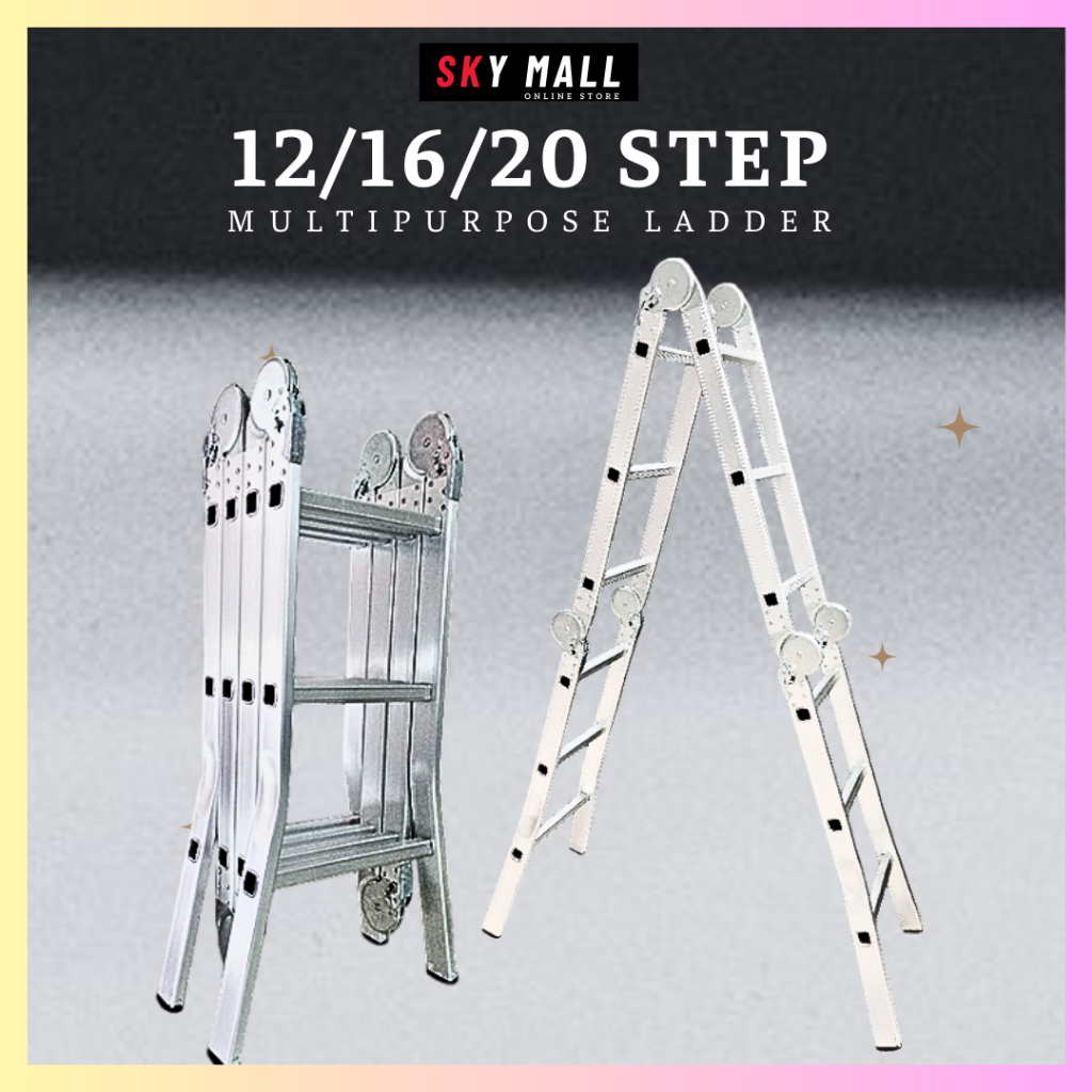 Heavy Duty Foldable Ladder Multipurpose Aluminium Folding Double Sided ...