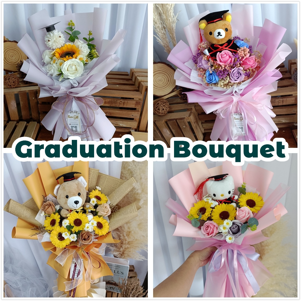 Graduation Convocation Farewell Soap Flower Bouquet with Roses and ...