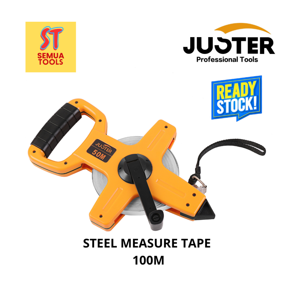 New JUSTER Heavy Duty Steel Tape Measure Ruler Hand Held 100m ...