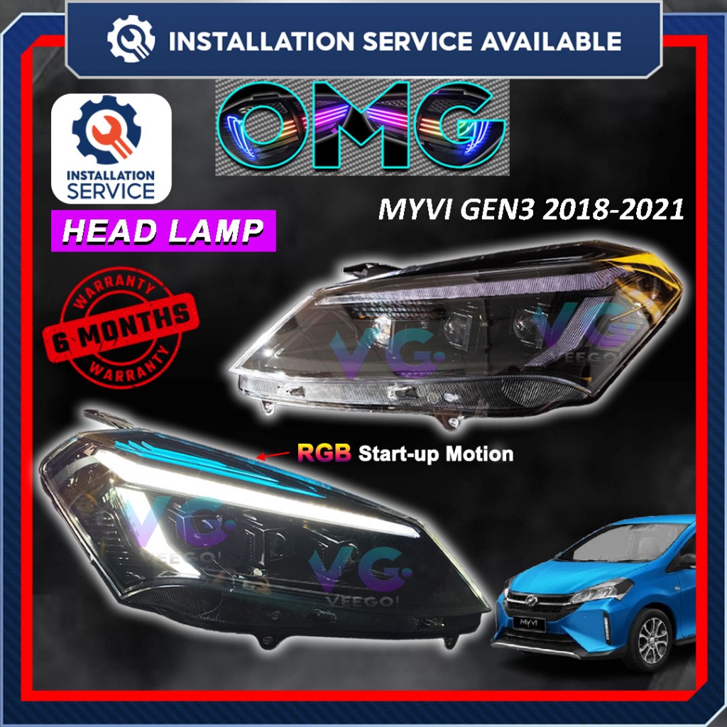 Perodua Myvi G3 2018 - 2021 Triple Led Projector RGB Dynamic Headlamp ...
