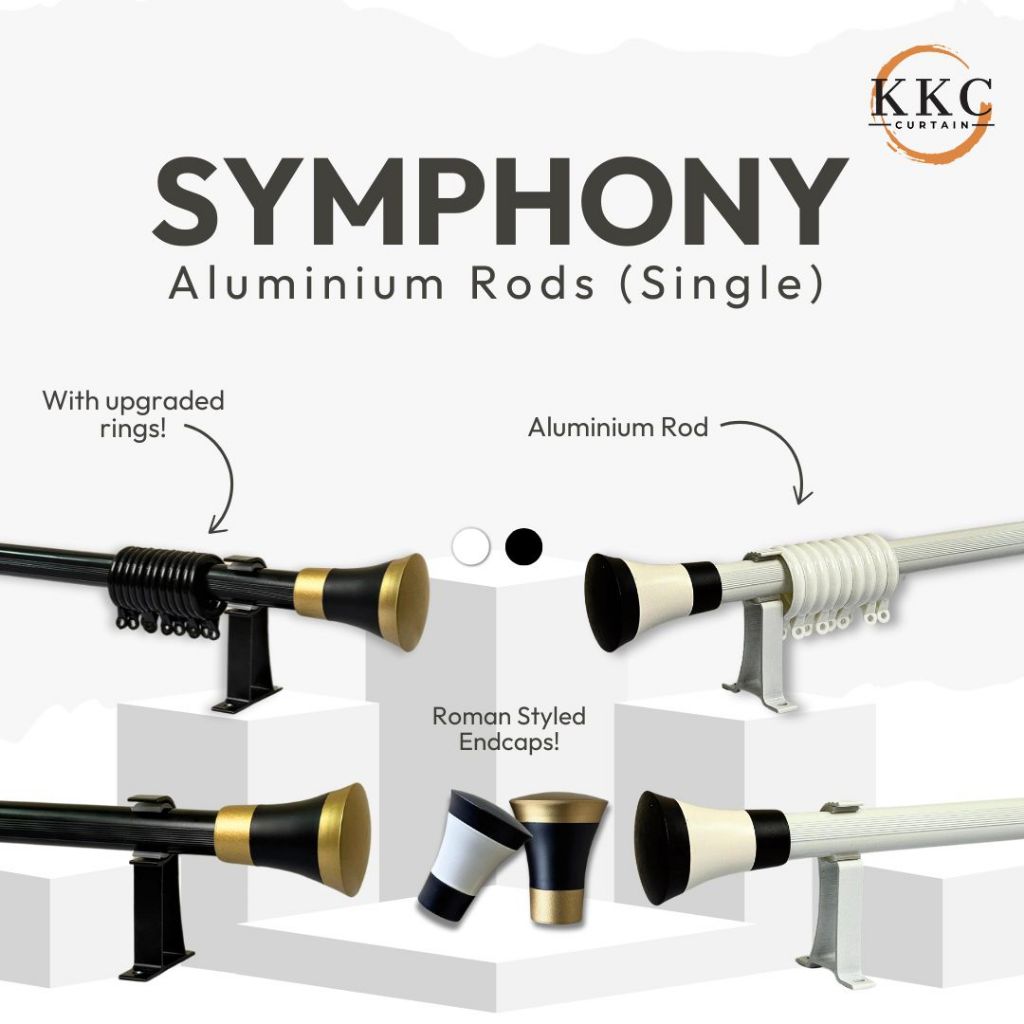 KKC CURTAIN Symphony Single Aluminium Curtain Rod Set/Kayu Langsir/Rod ...