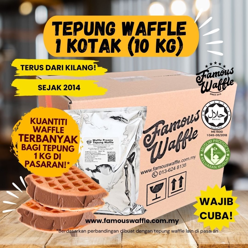 Tepung Waffle 1 Kotak (10kg) - Halal JAKIM | Shopee Malaysia