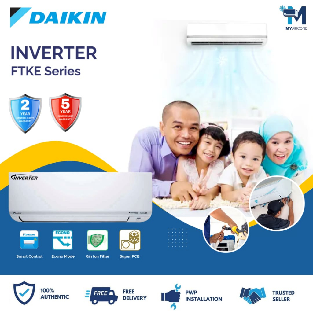 [FREE SHIPPING KL & SELANGOR] Daikin Air Conditioner 1.0HP 1.5HP 2.0HP 2.5HP FTKE Series ...