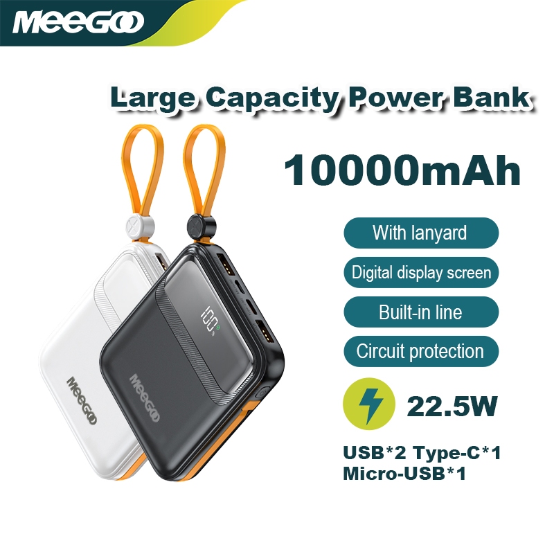 MeeGoo Power Bank 10000mAh PD 22.5W Fast Charging Powerbank with Dual ...