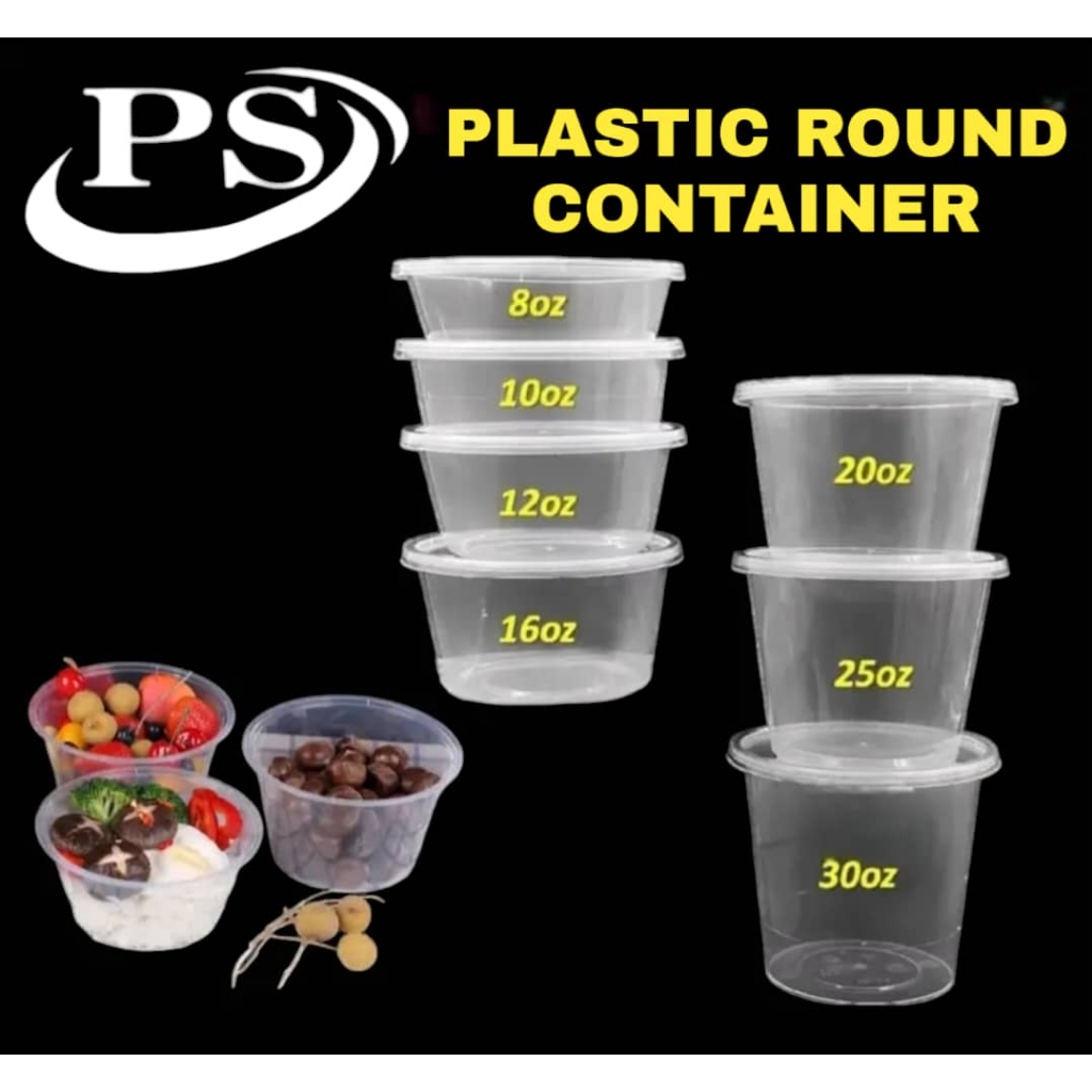 (25PCS/50PCS) PLASTIC ROUND CONTAINER WITH LIDS / Disposable Plastic ...