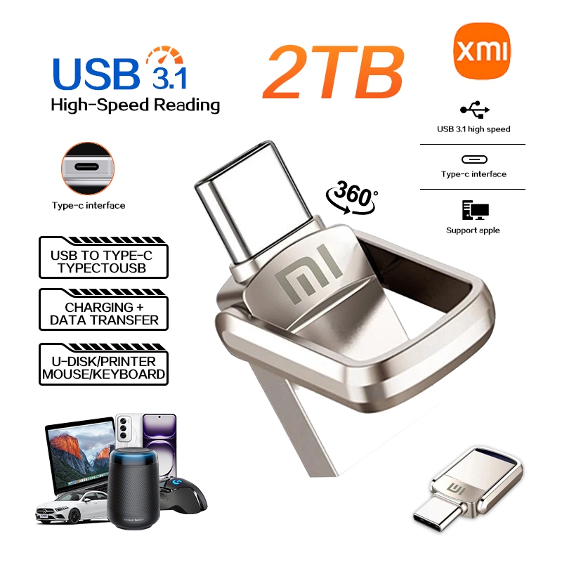 Xiaomi 2-IN-1 USB 2TB Pen drive High Speed Flash Drives Mental Usb 1TB ...