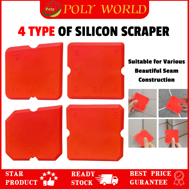 4 PCS Silicone Sealant Scraper Caulking Tools Removing Grout Perfect ...
