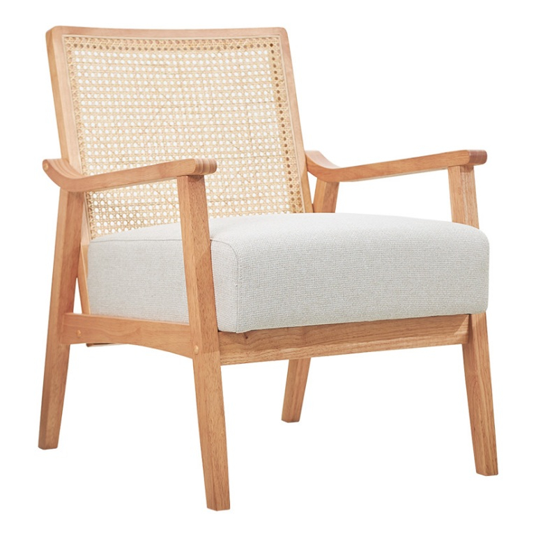 Kerusi Kayu Rotan Asli Berlengan VADMIR Rattan Lounger Armchair Ruang ...