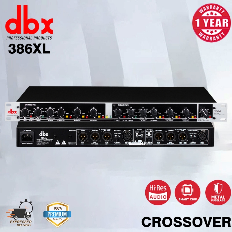DBX 386XL 3 Channel crossover with limiter function, 2 input channels and 6 output channels ...