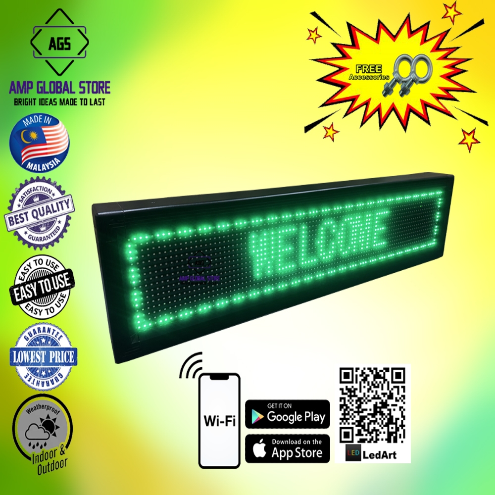 LED DISPLAY SIGNBOARD P10 (GREEN LED) SINGLE COLOUR, SUPPORT MOBILE APP ...