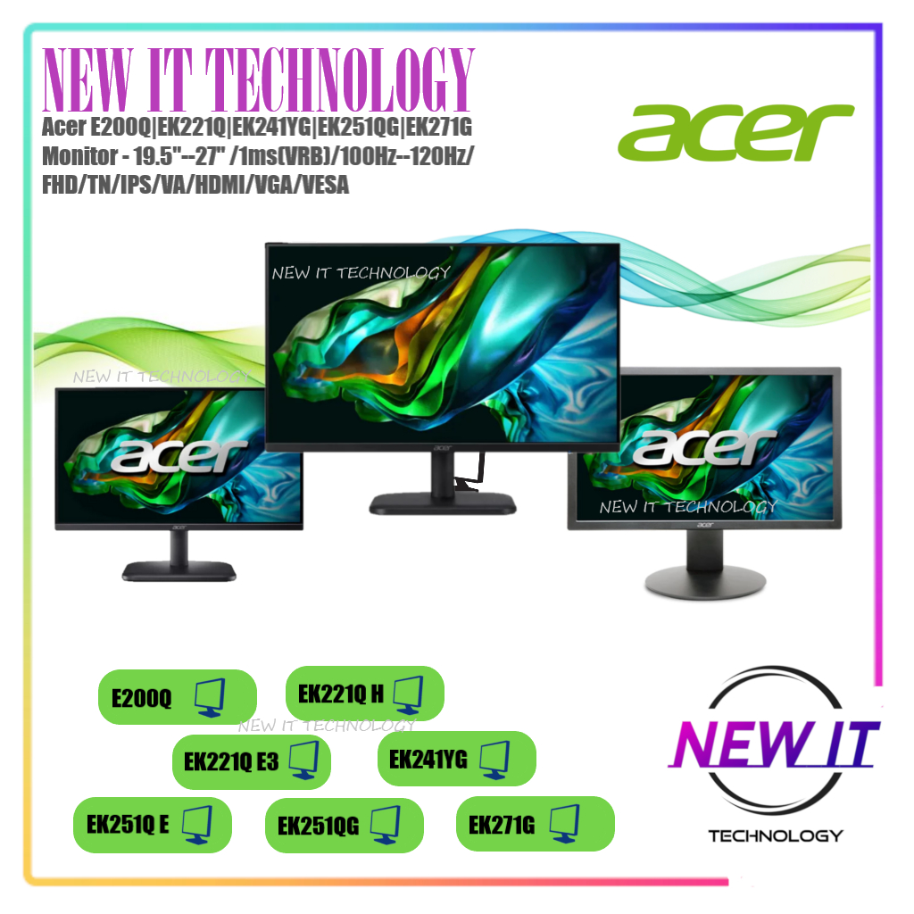 Acer E200Q|EK221Q|EK241YG|EK251QG|EK271G Monitor - 19.5"--27" /1ms(VRB ...