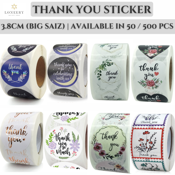 Big Size 38mm Thank You Sticker [50 pcs or 500 pcs] | Stiker Terima ...