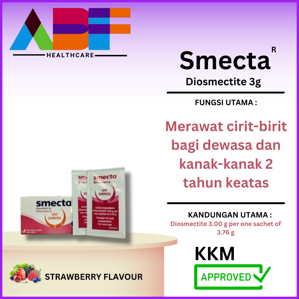 SMECTA DIOSMECTIVE 3g, 12 SACHET - ORANGE VANILLA , STRAWBERRY - UBAT ...
