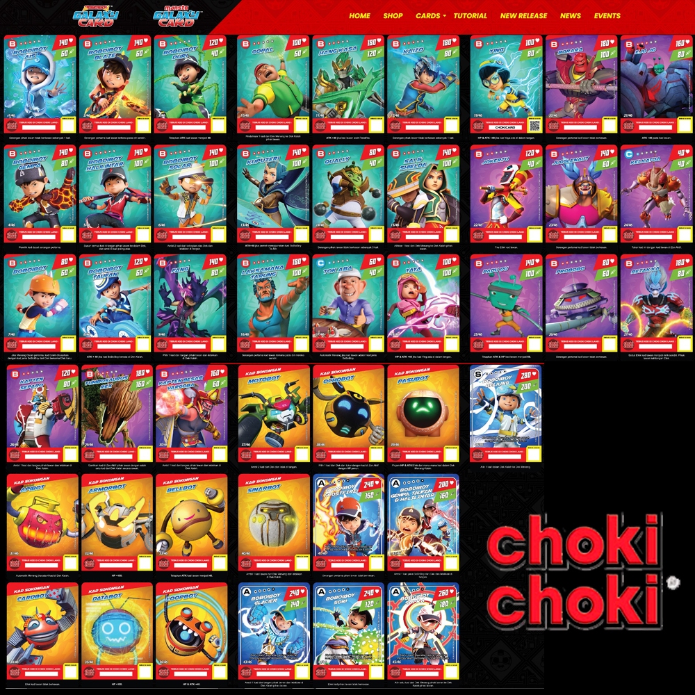 KAD CHOKI CHOKI 1-40 BOBOIBOY MONSTA GALAXY CARD CHOKICHOKI BOBOIBOY ...
