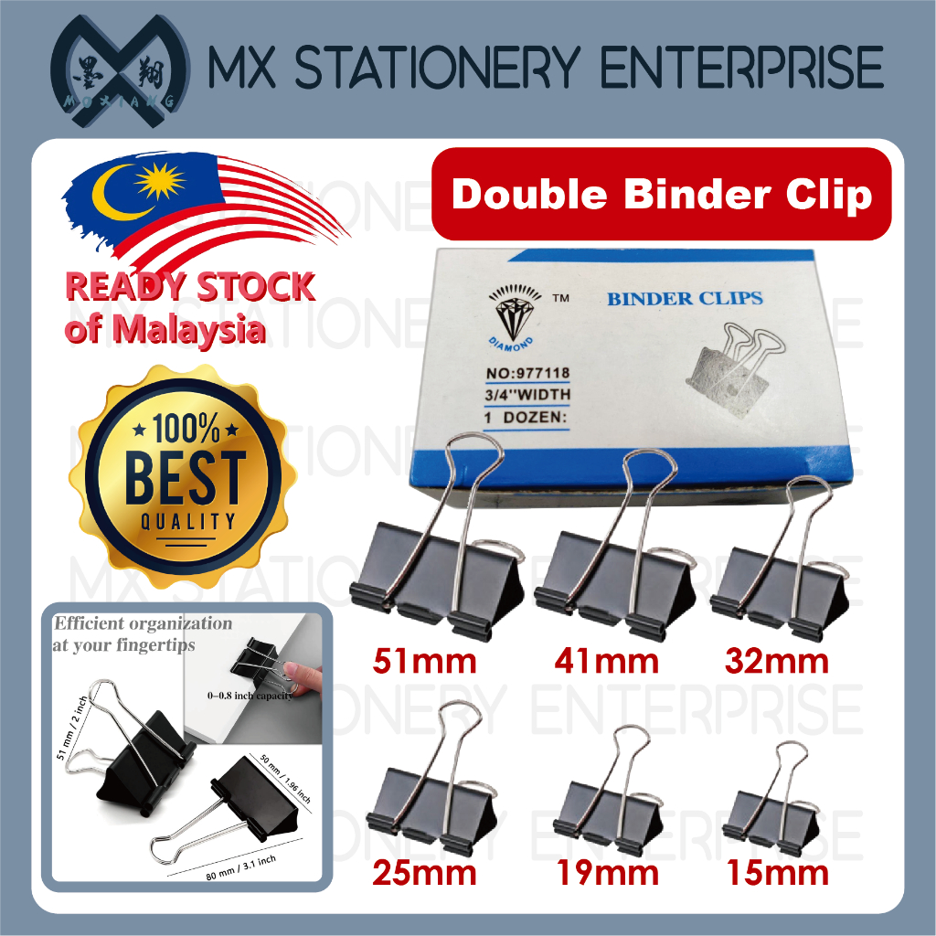 Binder Clip / Double Clip / Ready stock (15mm/19mm/25mm/32mm/41mm/51mm ...