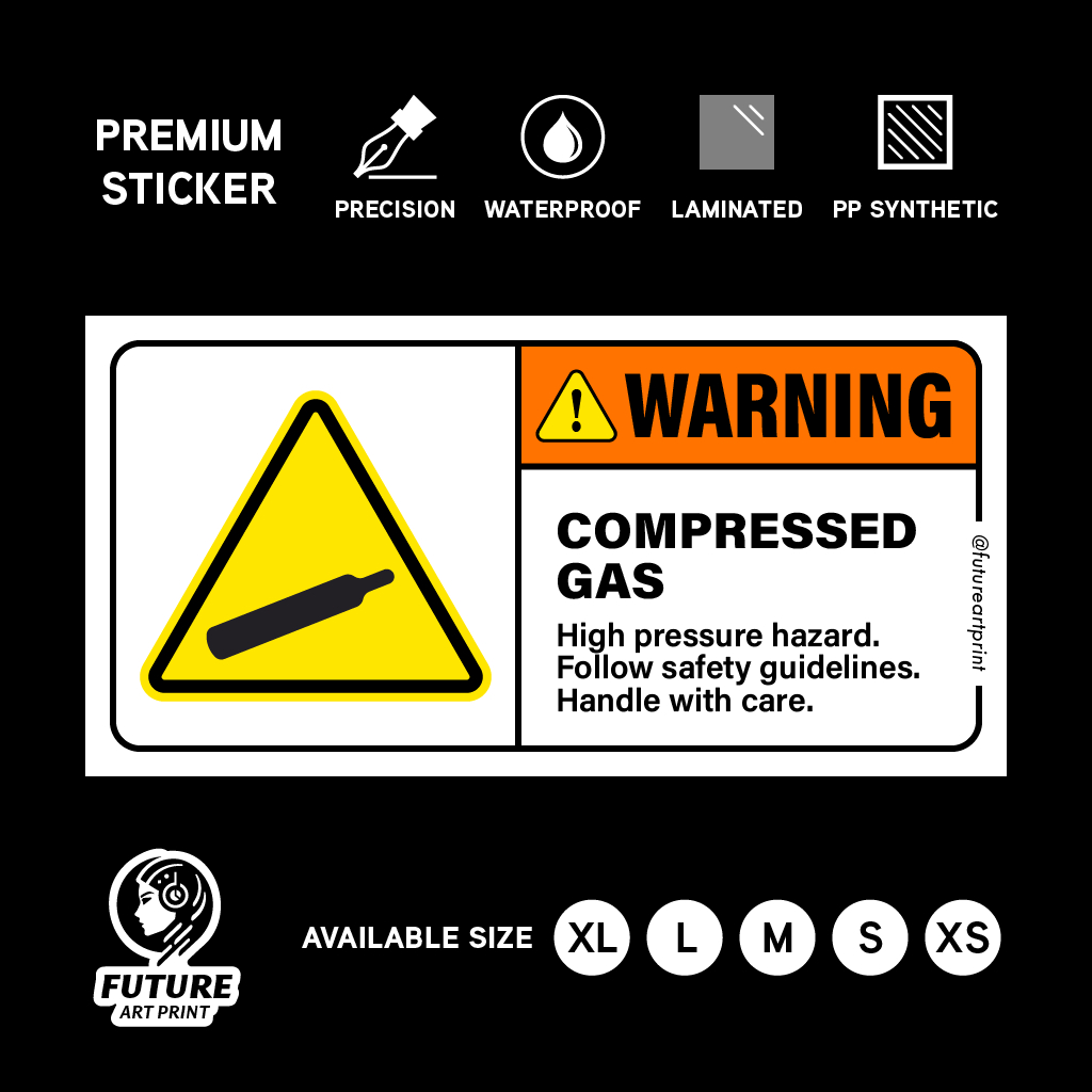 Compressed Gas. Safety Sticker. Warning Caution Danger Sign Label ...