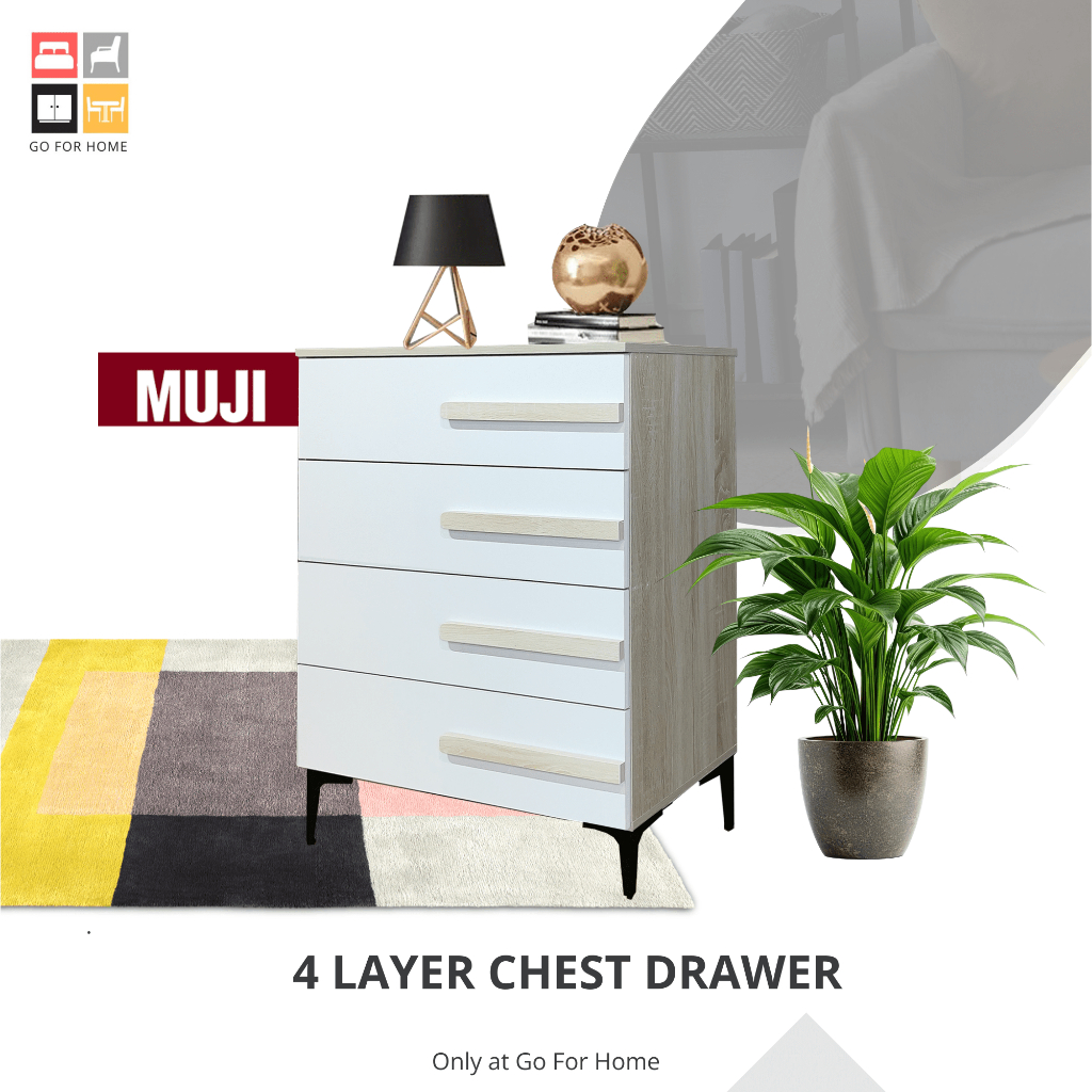 [GO4HOME] PRE ORDER MUJI STYLE 4 Layer Chest Drawer / Storage Cabinet / Almari Baju 4 Laci ...