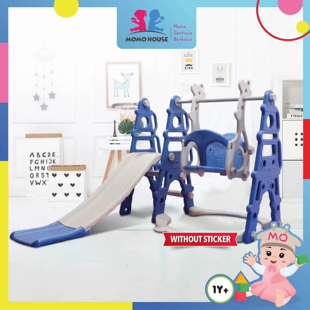 Kids Slide Playground 4-in-1 Home Toy Long Slider Basketball Hoop Kids ...