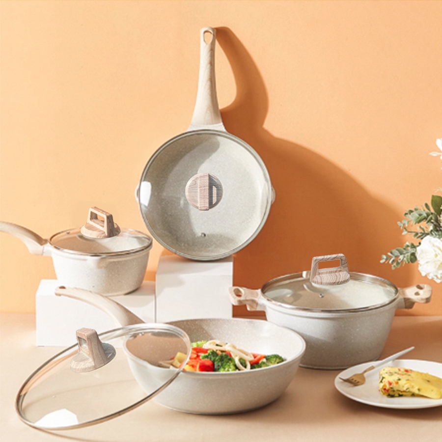 Non Stick Frying Pan kitchen cookware set 4 pcs Kawali wok pot Die-Cast ...