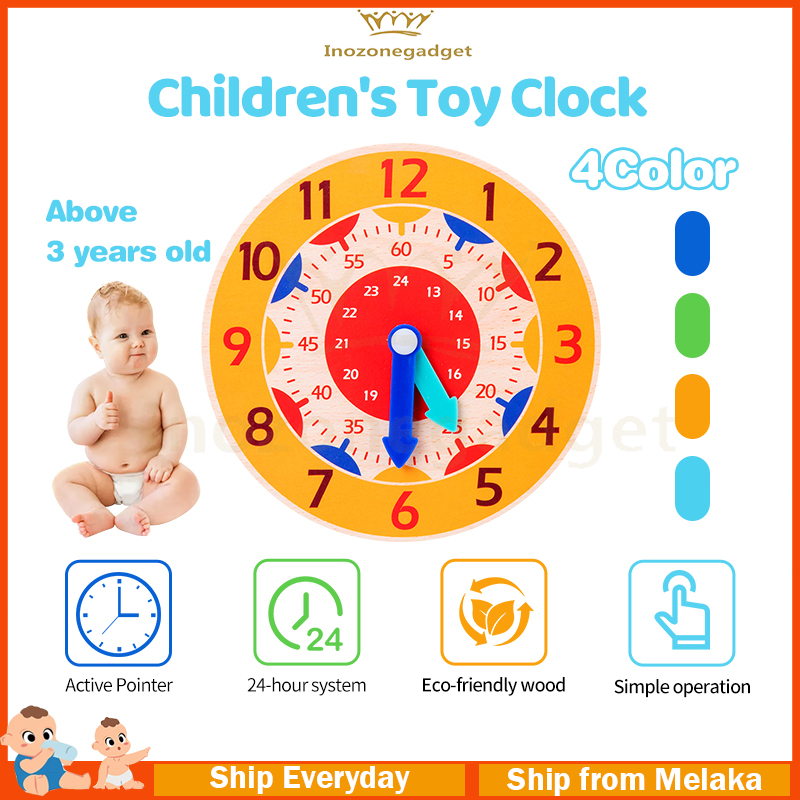 Kids Clock Model Toy Preschool Teaching Clock Model Toy Wooden Clock ...