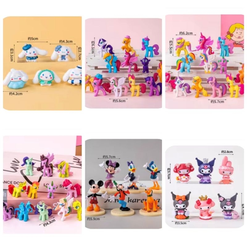 Toys Mix 6pcs Topper Decorations Family Kuromi My Little Pony Cinnamon ...