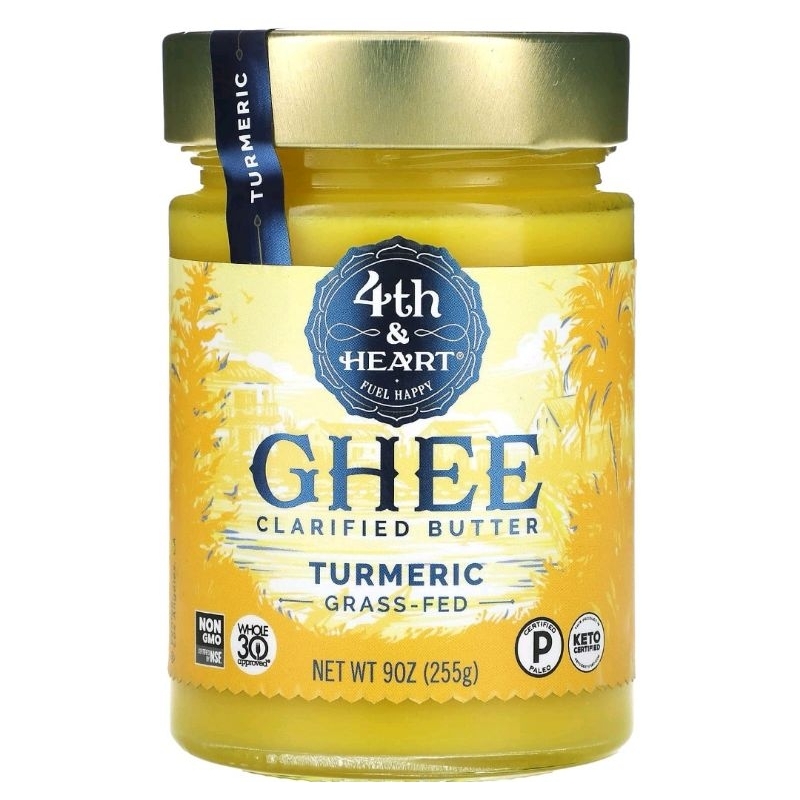 4th & Heart, Ghee Clarified Butter, Grass-Fed, Turmeric, 9 oz (255 g ...