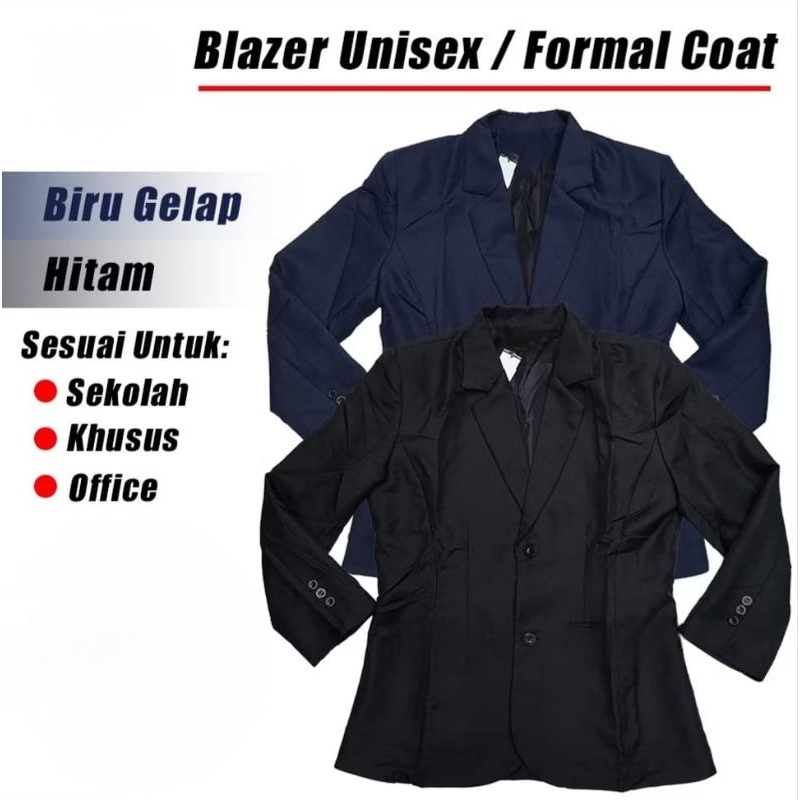 BLAZER KOT SEKOLAH UNISEX/ BAJU KOT HITAM BIRU TUA/ FORMAL COAT ...