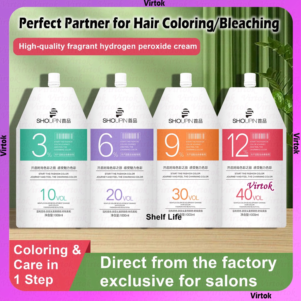 VIRTOK Shoupin 1000ml Hydrogen Peroxide Hair Dye Color Cream Developer ...