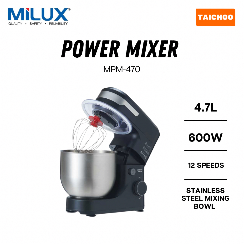 Milux Power Stand Mixer 4.7L 600W MPM-470 | Shopee Malaysia