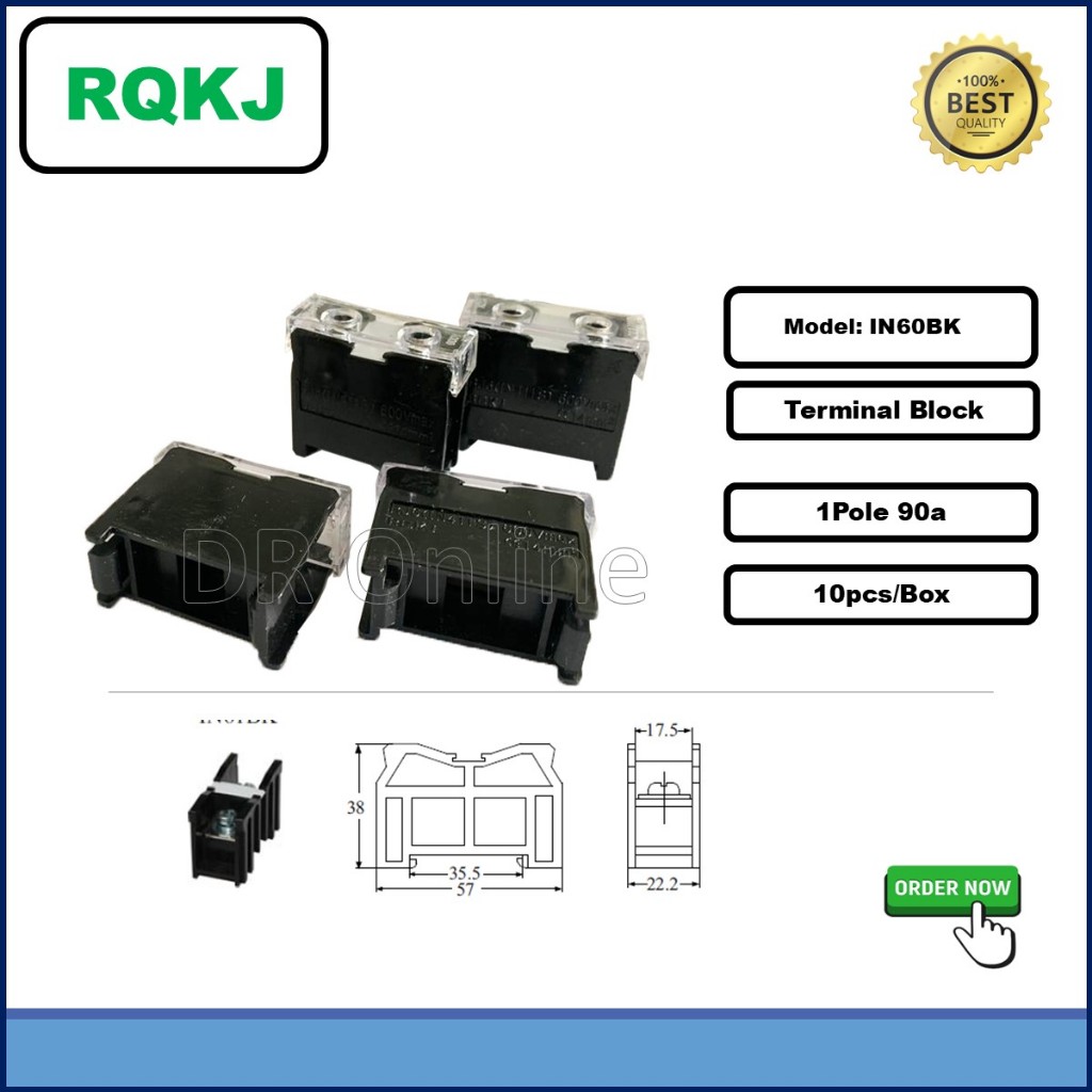 Terminal Block Din Rail 60A 90A 100A 130A Din Rail 1WAY/4way RQKJ IN411BK~ IN60B ~IN100BK~TC-604 ...
