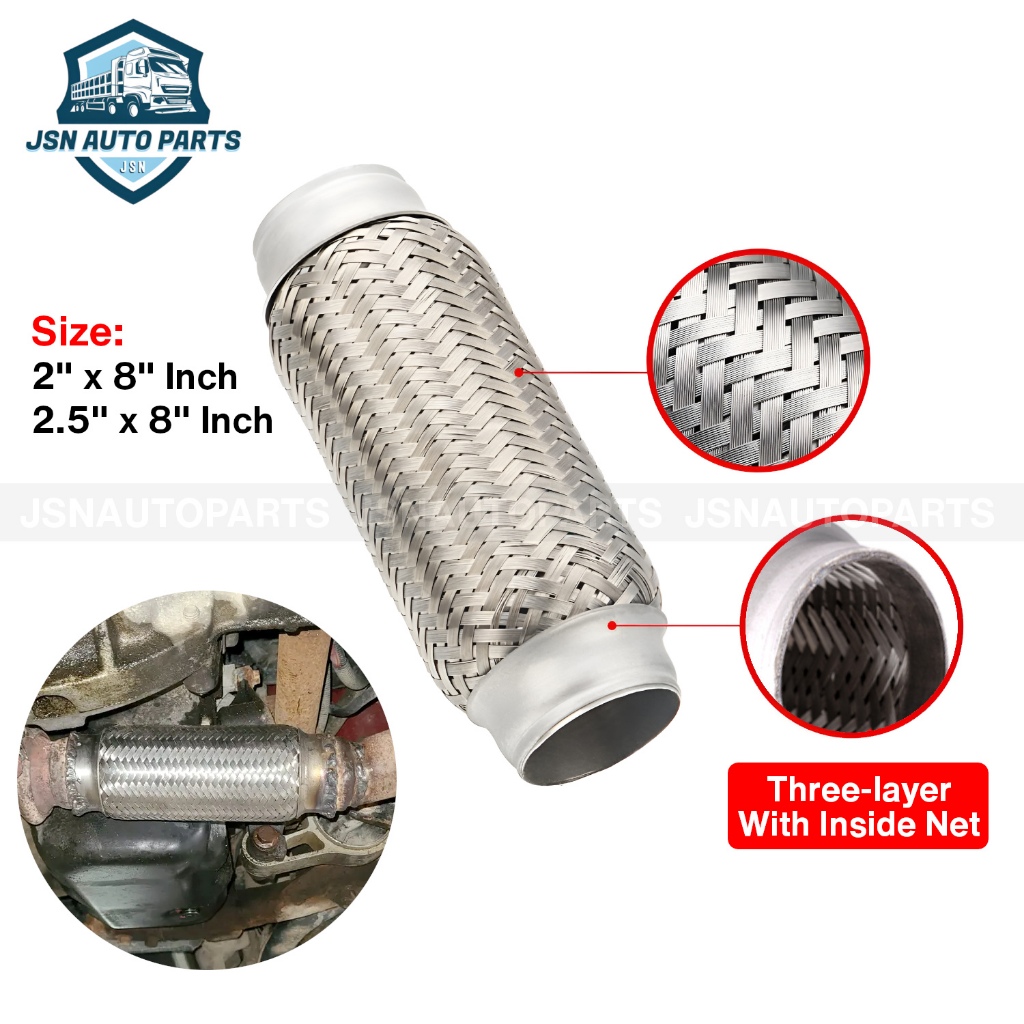 Nanas 3 Layer 8" Exhaust Flexible 2" / 2.5" Inch Durable Car Exhaust ...