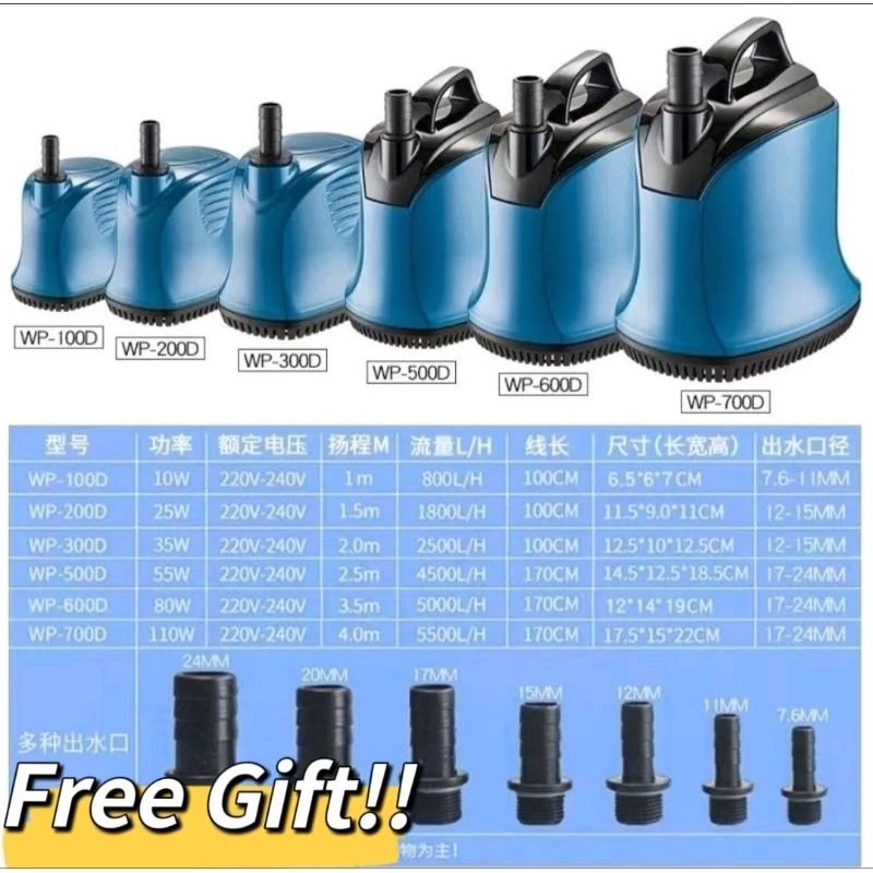 Malaysia Socket SOBO Submersible Water Pump Pond Akuarium Hydroponic ...