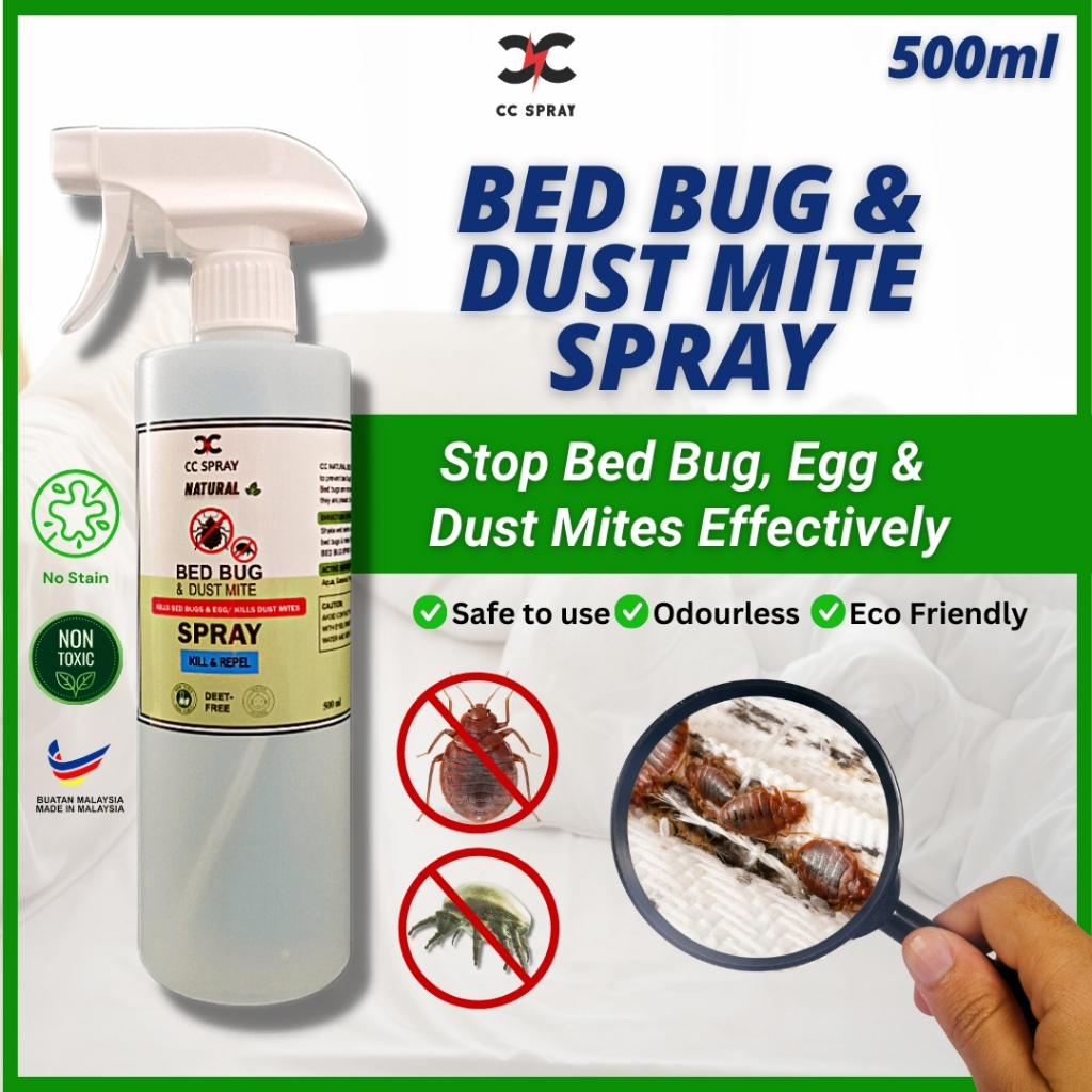 CC Bed Bug & Dust Mite Repellent Spray Natural 500ml Eggs Kill Spray ...