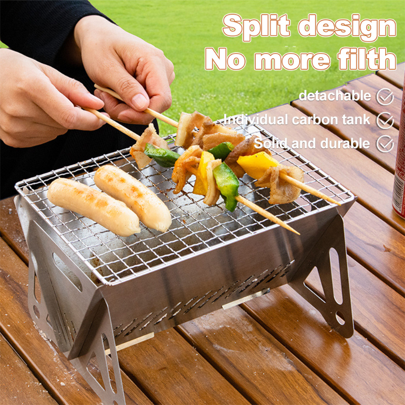 【Free Net】Stainless Steel Mini Grill BBQ Things Charcoal Stove Outdoor ...