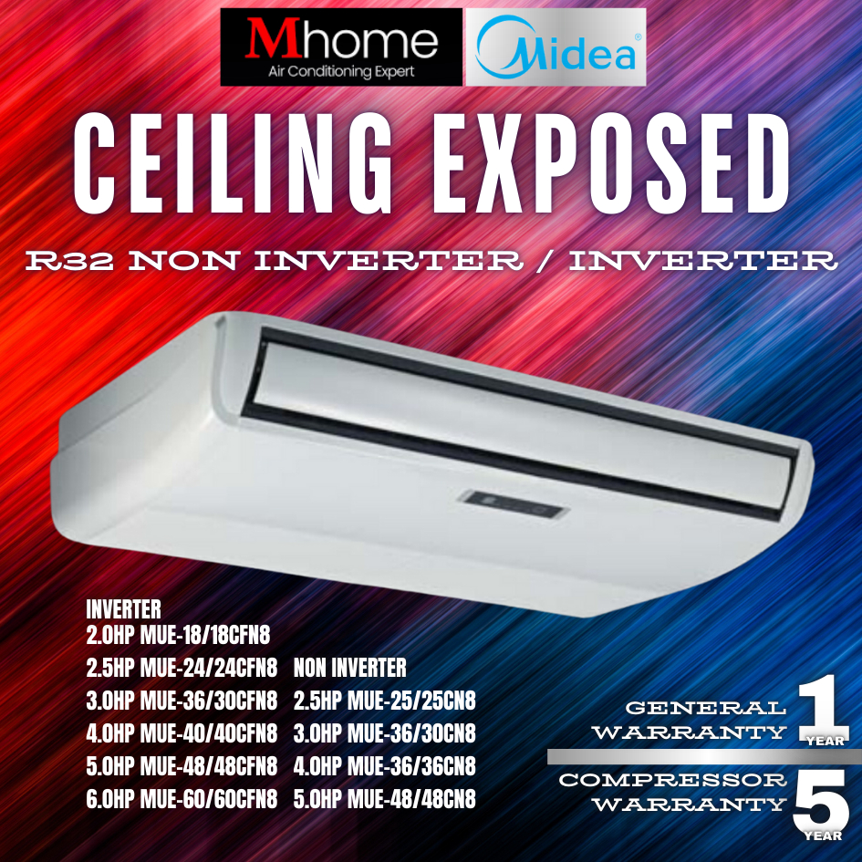 MIDEA Penyaman Udara Aircond Jenis Terdedah Exposed Inverter (MUE-CRFNX) / Bukan Inverter (MUE ...