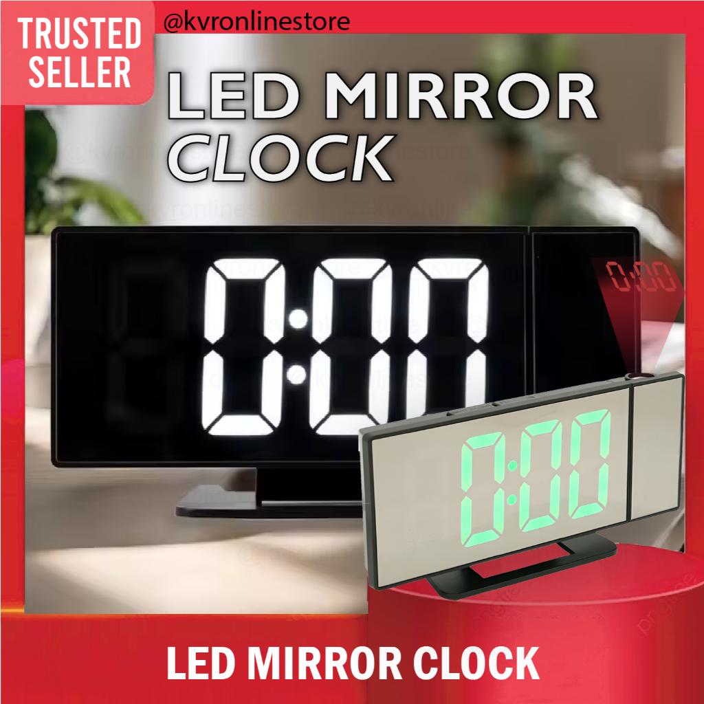 LED Digital Alarm Clock Projection Clock Ceiling with Time Temperature ...
