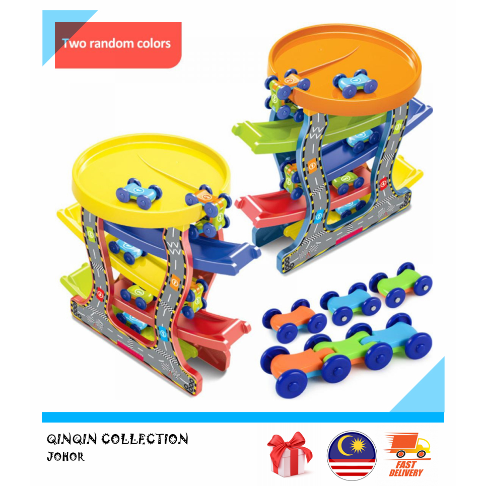 Gliding Car with Car Park 4 Layer Ladder Track Car Toys Children 4 ...