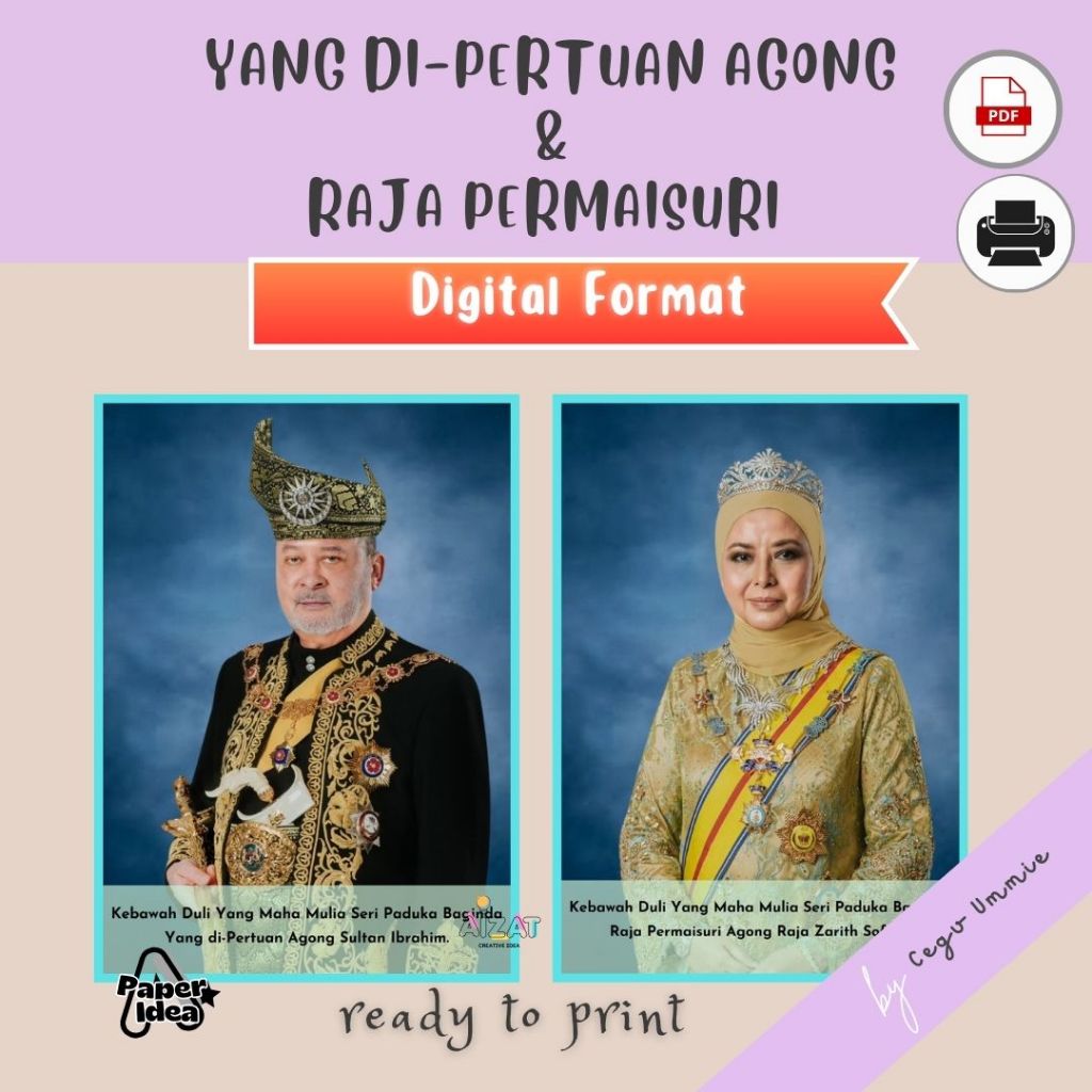 Gambar Yang di-Pertuan Agong ke-17, Raja Permaisuri Poster Banner Set ...