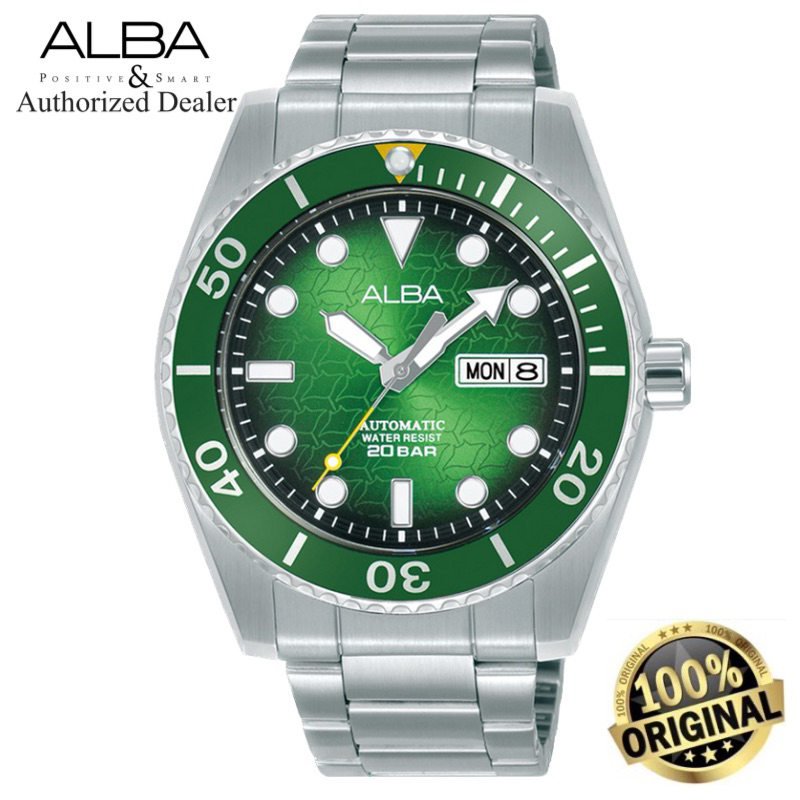 (Official Warranty) Alba Automatic Green Dial Mineral Crystal Glass ...