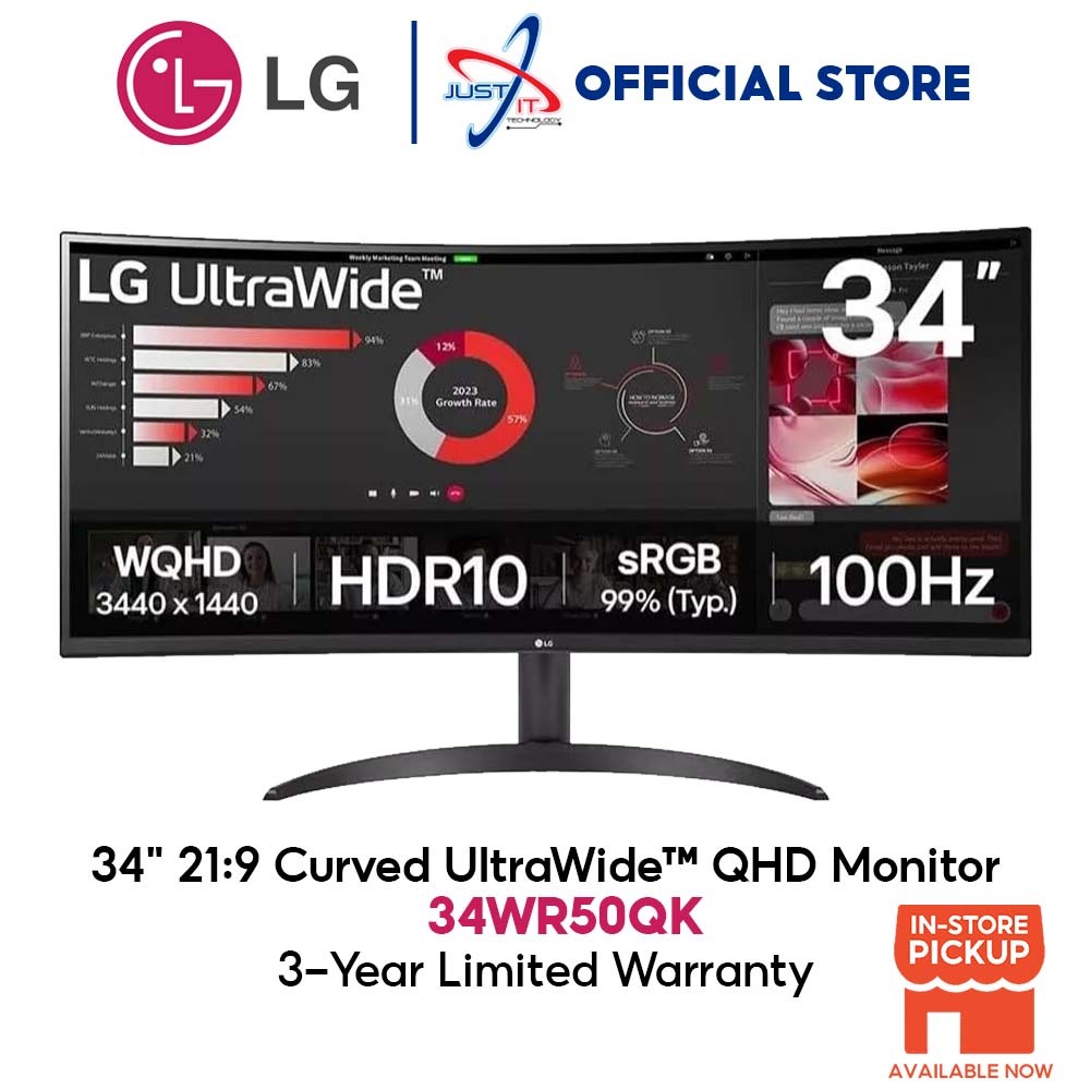 LG 34WR50QK / 34WR50QK-B ULTRAWIDE 34" MONITOR ( 34" VA WQHD / 5MS ...