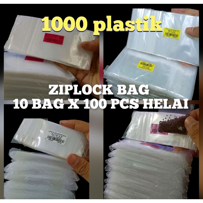 [BUNDLE 1000pcs] 10x 100 pcs ZIPLOCK Zipper SEALBAG Plastic bag TEBAL ...