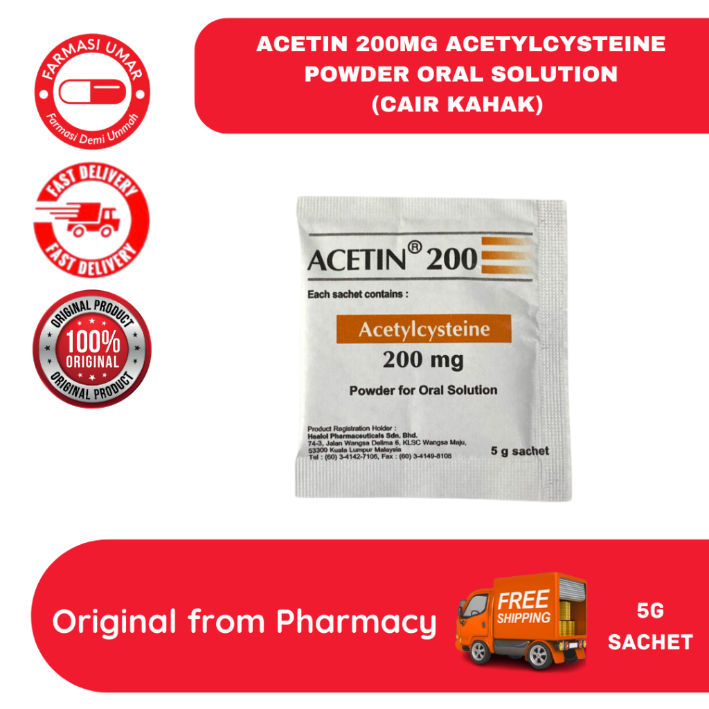 ACETIN 200 POWDER 4 SACHET REDUCE PHLEGM (SERBUK CAIR KAHAK) | Shopee ...