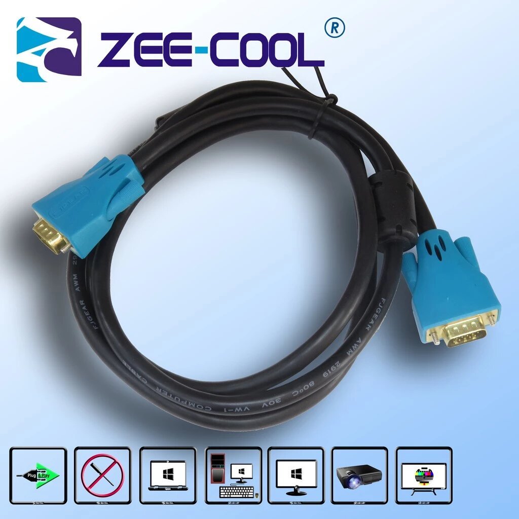 VGA Cable for Monitor 15Pins Male to Male (3+4 Core) | Shopee Malaysia